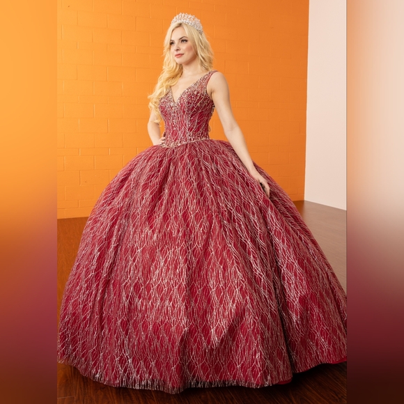 Dresses | Elegant Red Beaded Gown | Poshmark